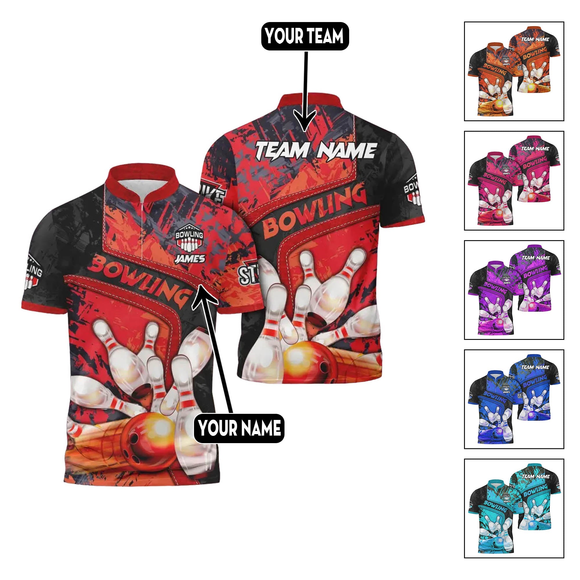 Custom Bowling Team Jerseys Polo Shirts, Bowling Uniforms Jerseys Brus ...