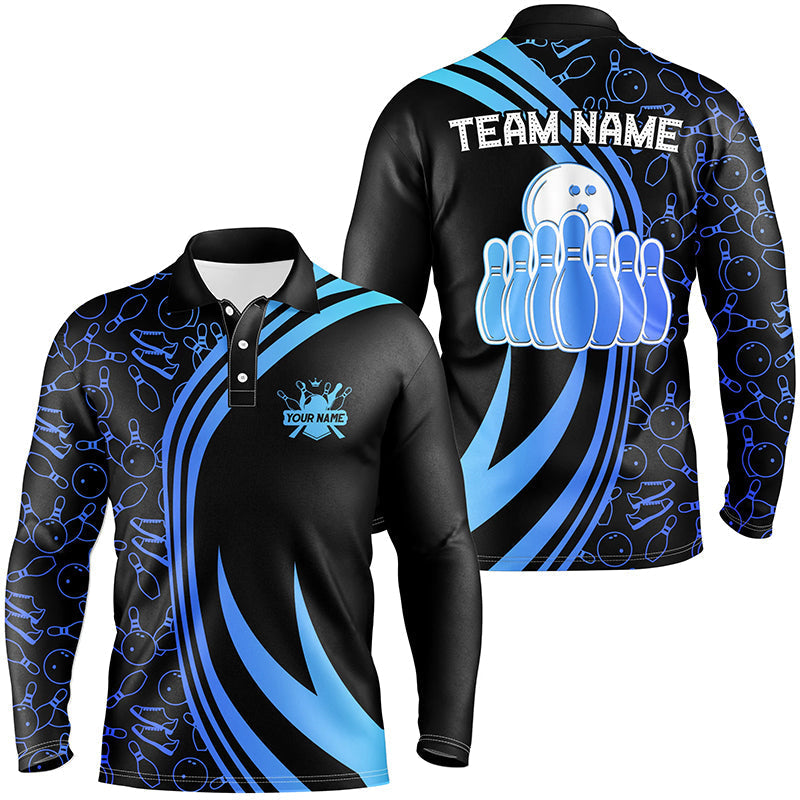 Customized Bowling Team Long Sleeve Polo Shirt Neon Multicolor Bowling ...