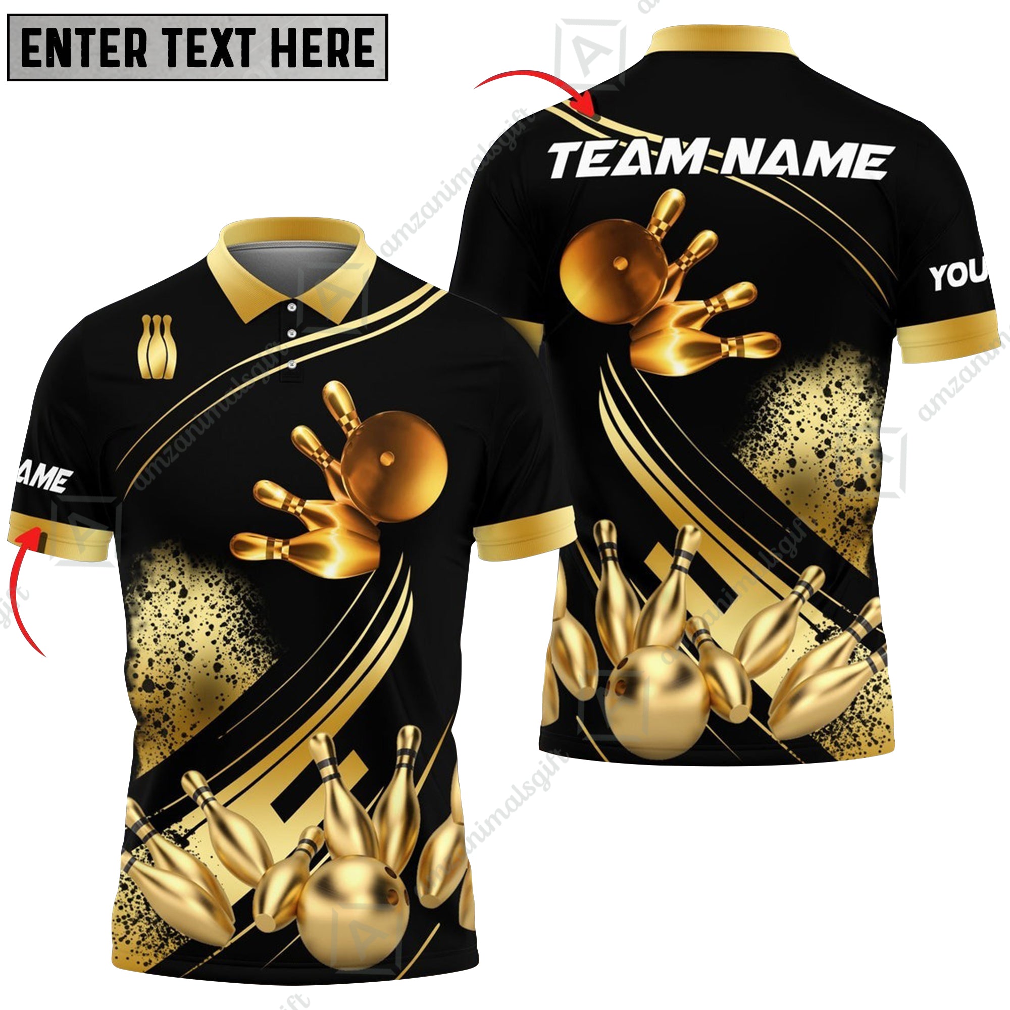 Custom Bowling Team Jerseys Polo Shirts, Bowling Uniforms Ball And Pin ...