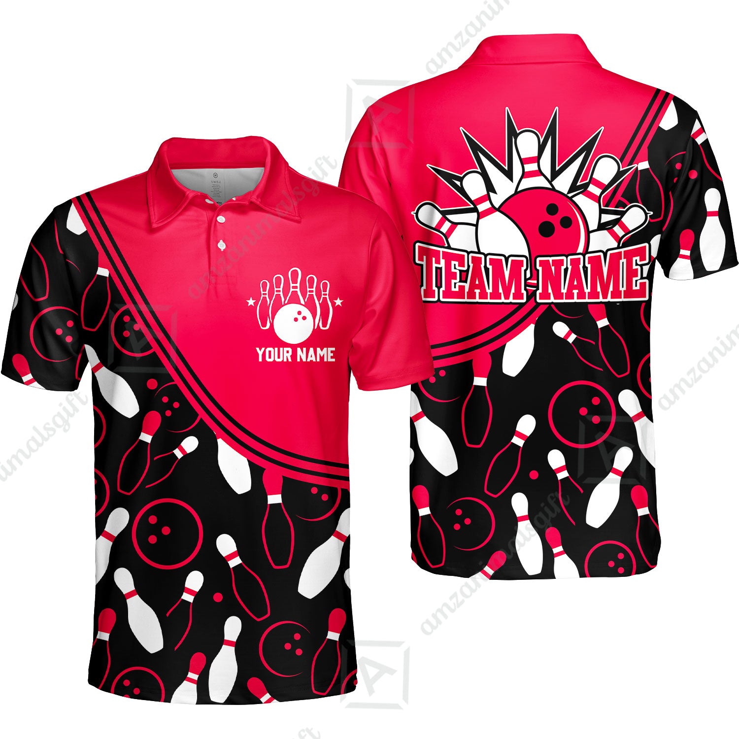 Customized Bowling Polo Shirt, Bowling Multicolor Custom Team Bowling ...