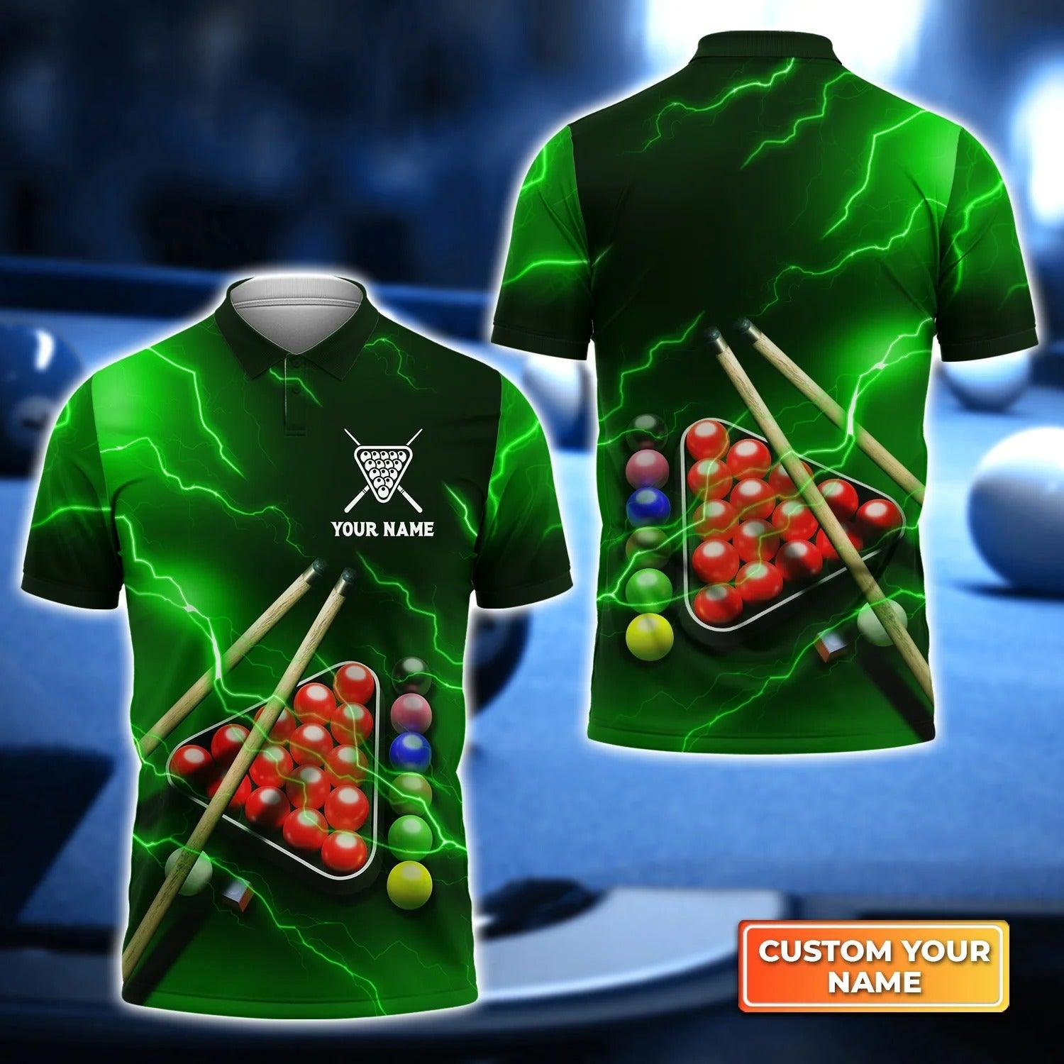 Custom Billiard Men Polo Shirt - Snooker Thunder Lightning Personalize ...