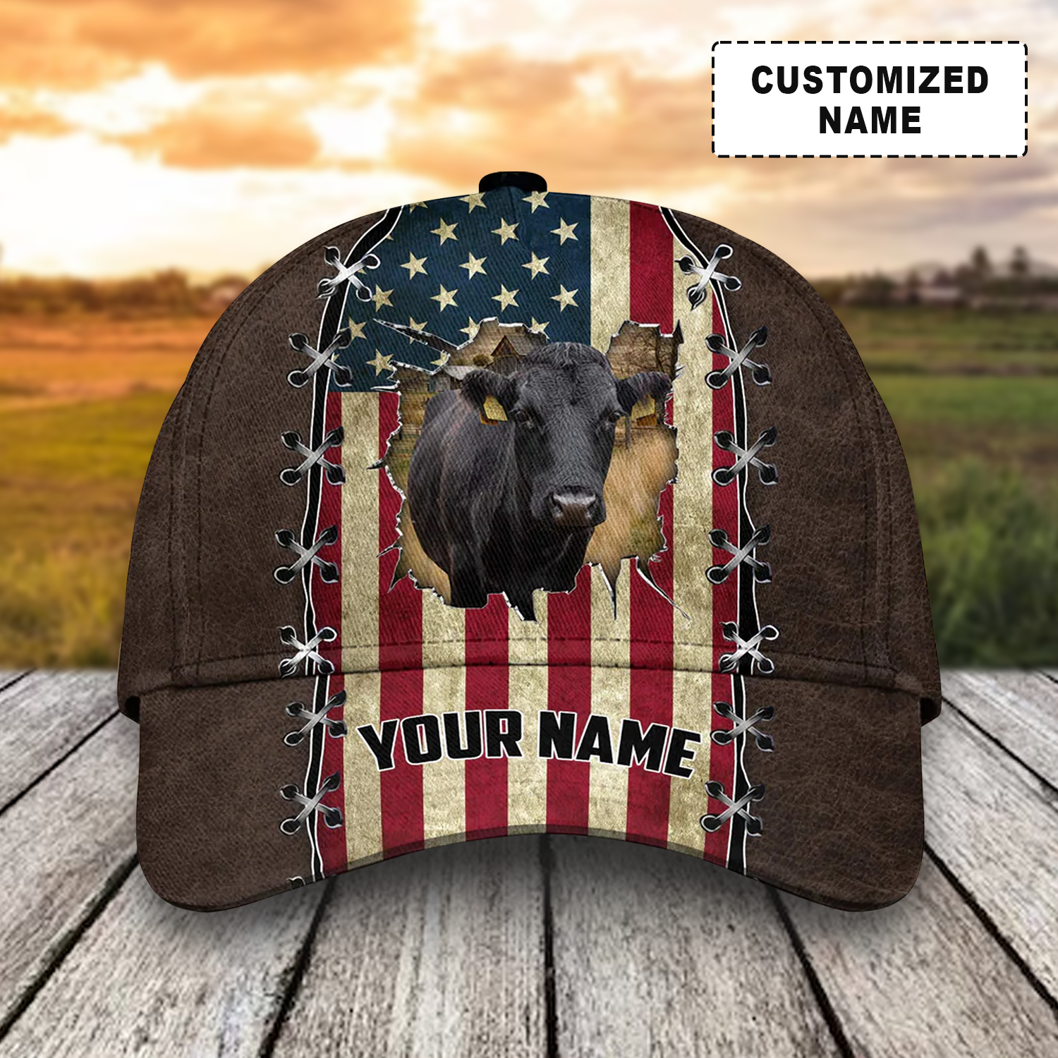Customized Dexter Cattle Caps Hat, Dexter Cattle And American Flag Hat ...