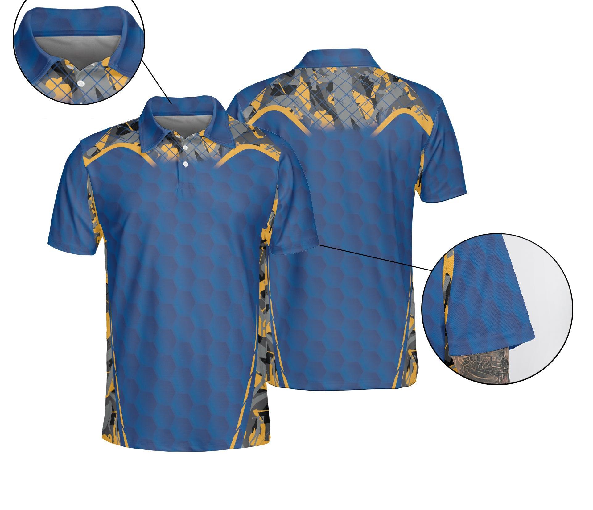 Golf Men Polo Shirt - Blue Camo Pattern Golf Polo Shirt - Gift For Fri ...