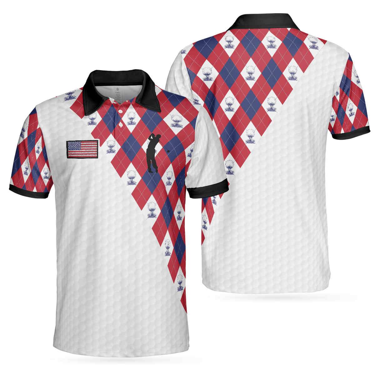 Men Golf Polo Shirt - Golf Argyle Pattern Golf, Patriotic American Fla ...