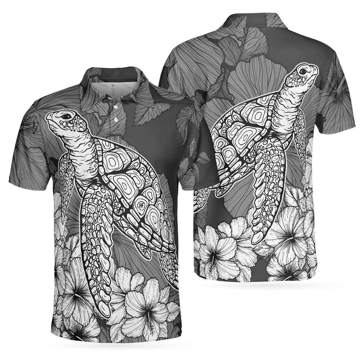 Men Polo Shirt - Hibiscus Turtle Shirt For Men Polo Shirt, Sea Turtle ...